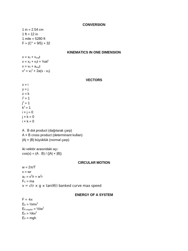 Physics Formulas | PDF