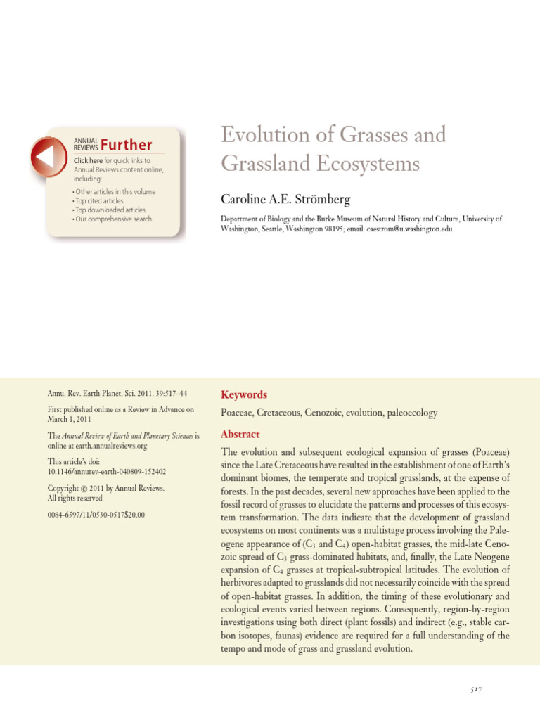 Origins and Evolution of Grassland Biomes | PDF | Grassland | Plants