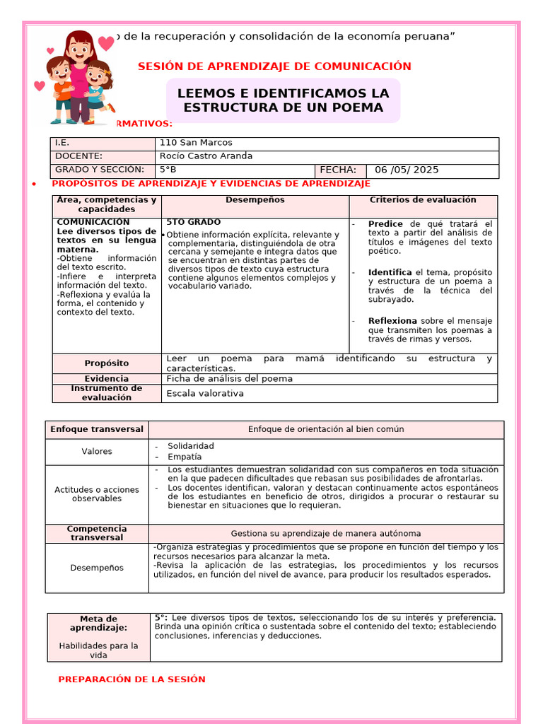 SES-martes 6-COMUN-LEEMOS E IDENTIFICAMOS LA ESTRUCTURA DE UN POEMA ...