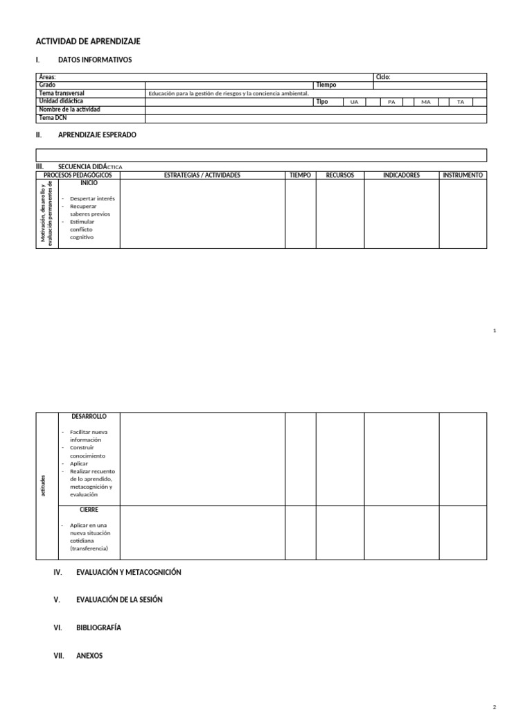 Formato_Sesion_de_aprendizaje_Primaria | PDF