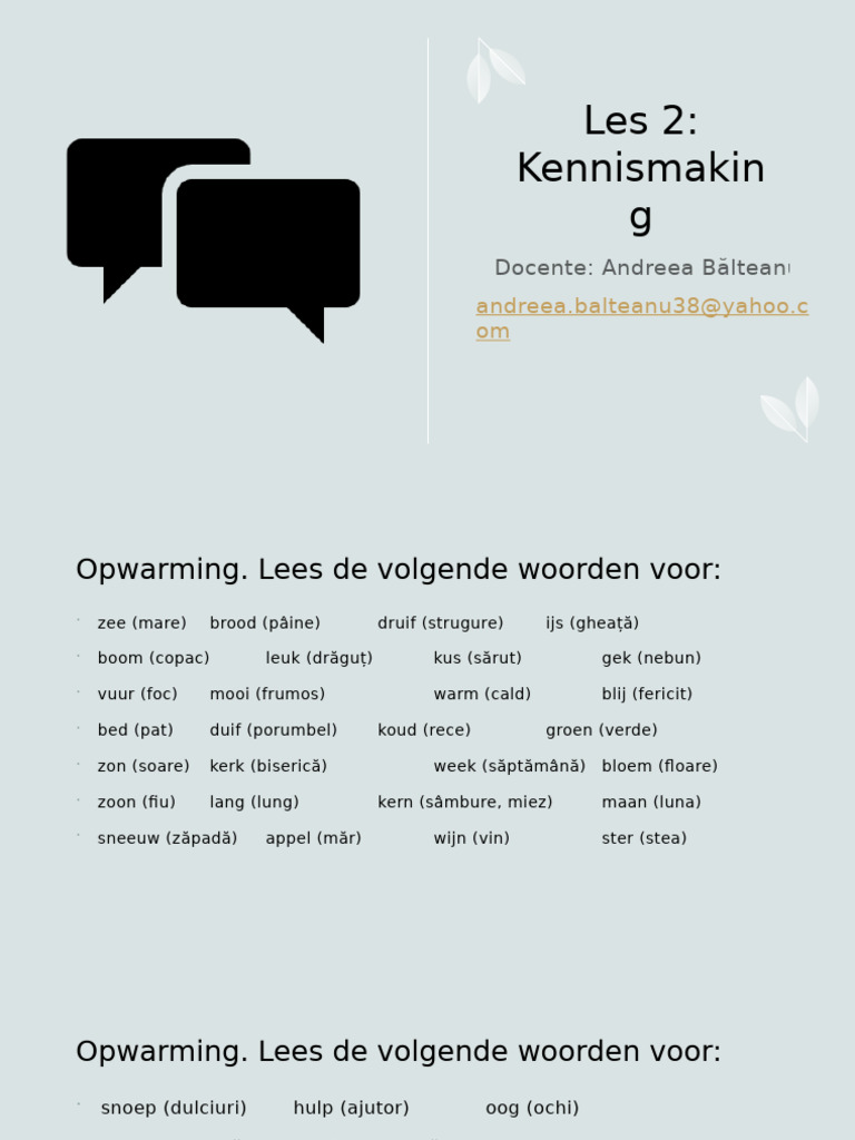 Les 2 Kennismaken en Pronomina | PDF