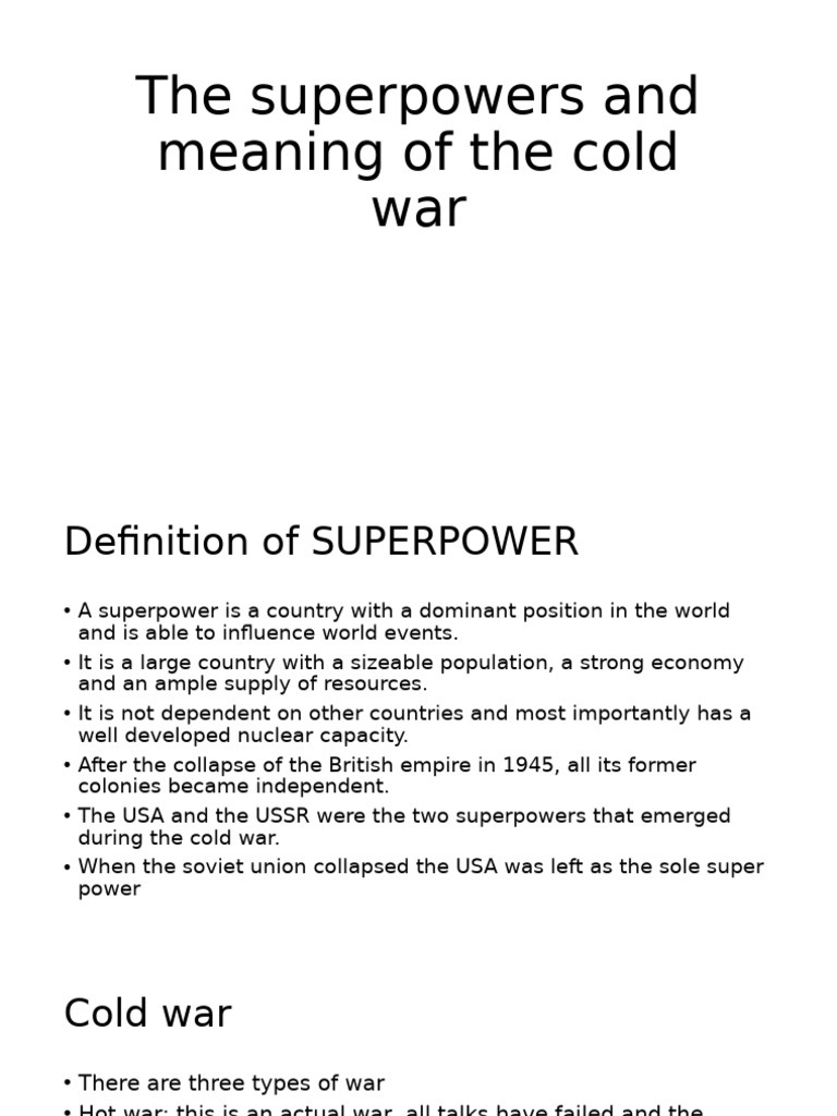 The superpowers and meaning of the cold war | PDF