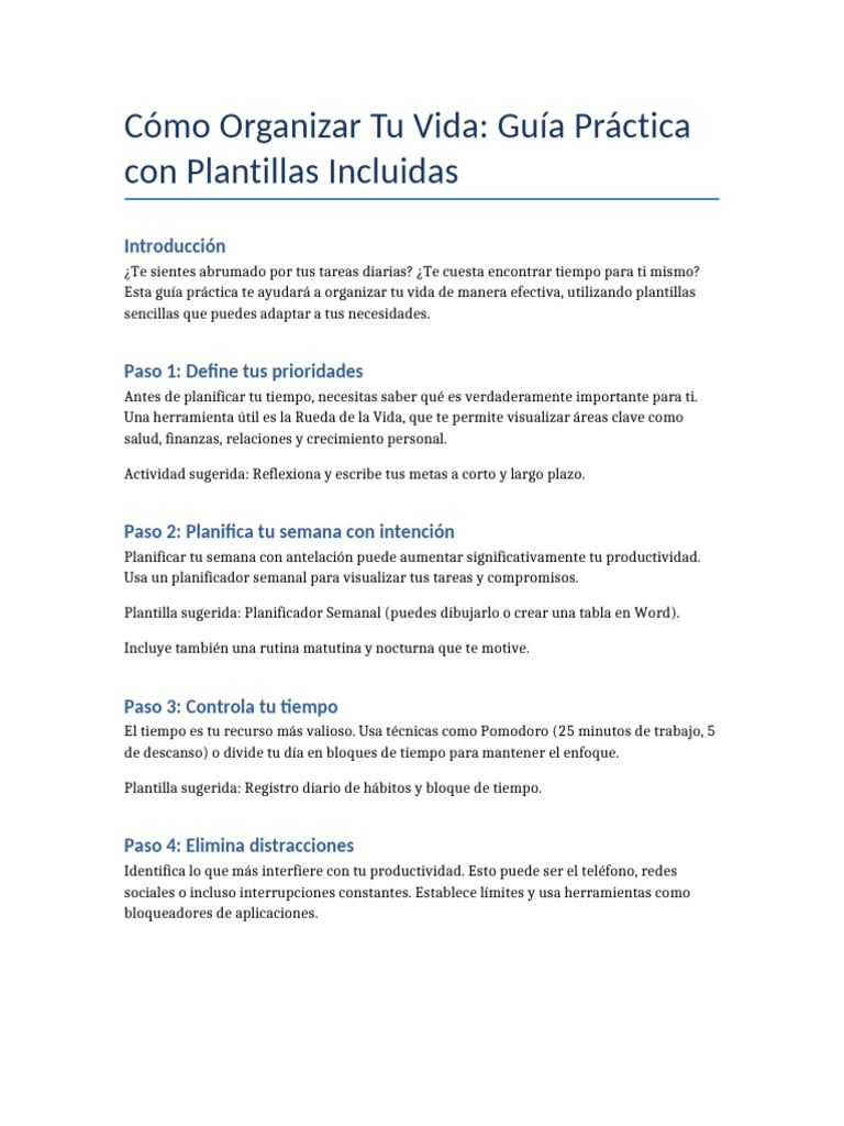 Como Organizar Tu Vida Guia Practica | PDF