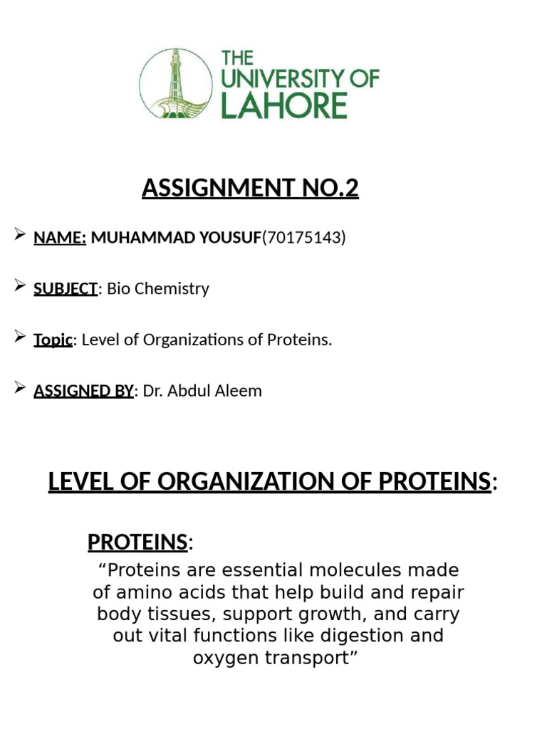 Assignment No 2 Biochemistry | PDF