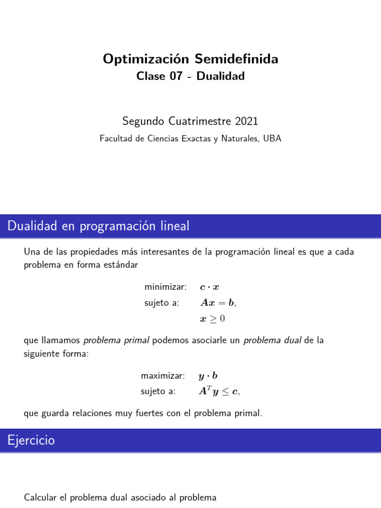 Teorema de La Dualidad | PDF | Programación lineal | Matriz (Matemáticas)