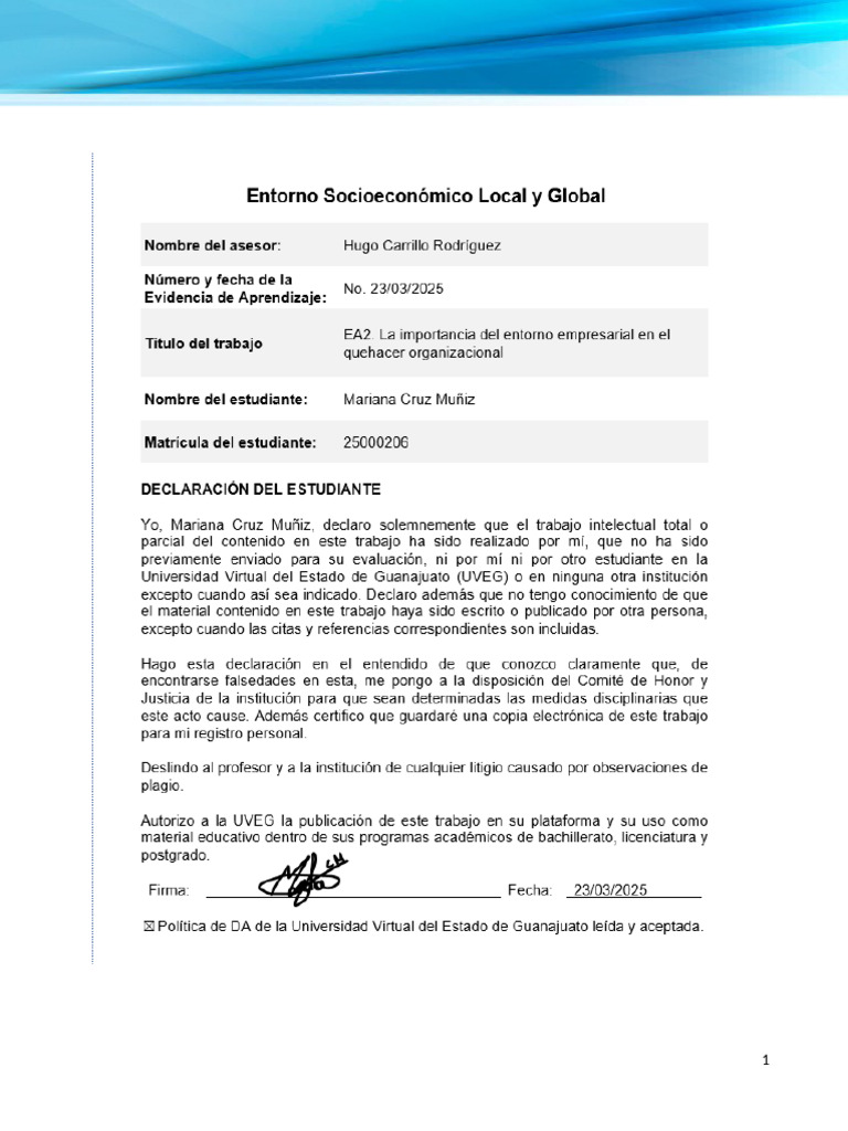 Cruz - Mariana - ESLyG - EA2 | PDF | Planificación | Business