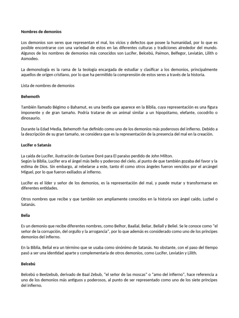 Lista de Nombres de Demonios y Funciones | PDF | Demonios | Satán