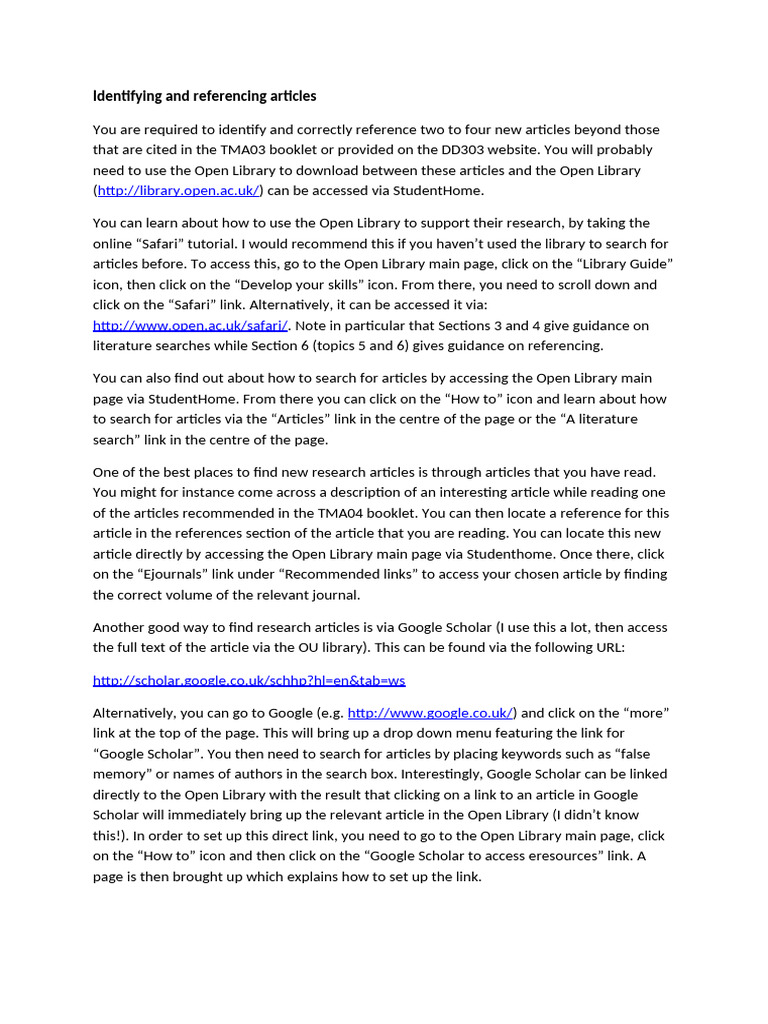 Identifying and Referencing Articles | PDF | Libraries | Information Science