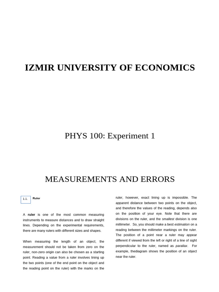 Measurements and Errors | PDF | Weighing Scale