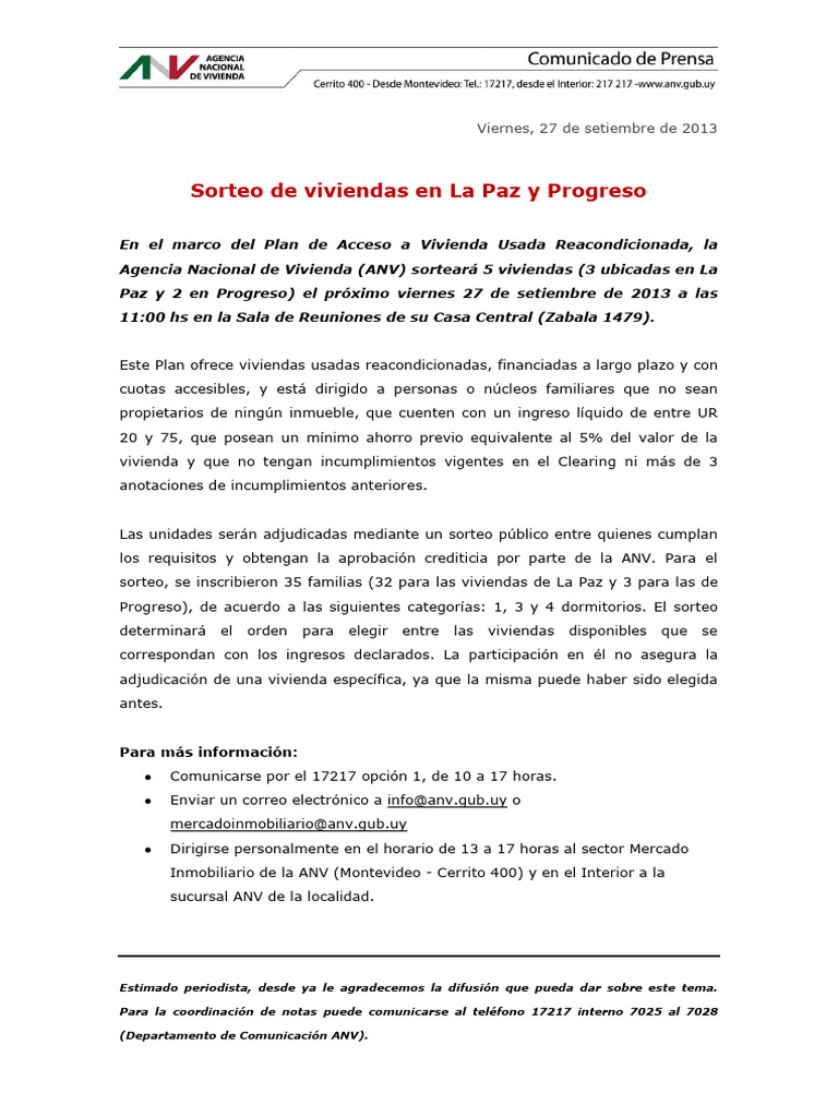Comunicado La Paz y Progreso | PDF