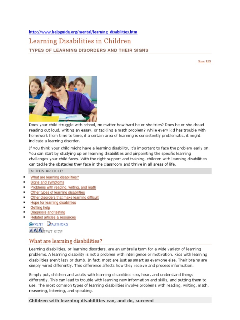 Understanding Learning Disabilities in Kids | PDF | Learning Disability ...