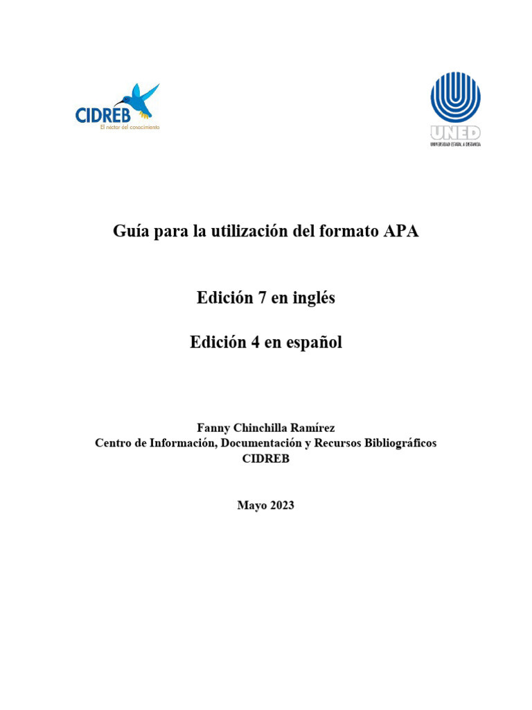 Guía del Formato APA 7 en Inglés | PDF | Estilo apa | Bibliografía