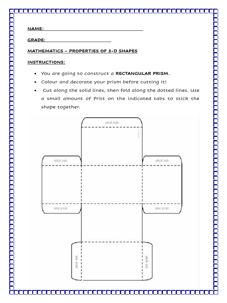 MATHS RECTANGULAR PRISM WORKSHEET | PDF