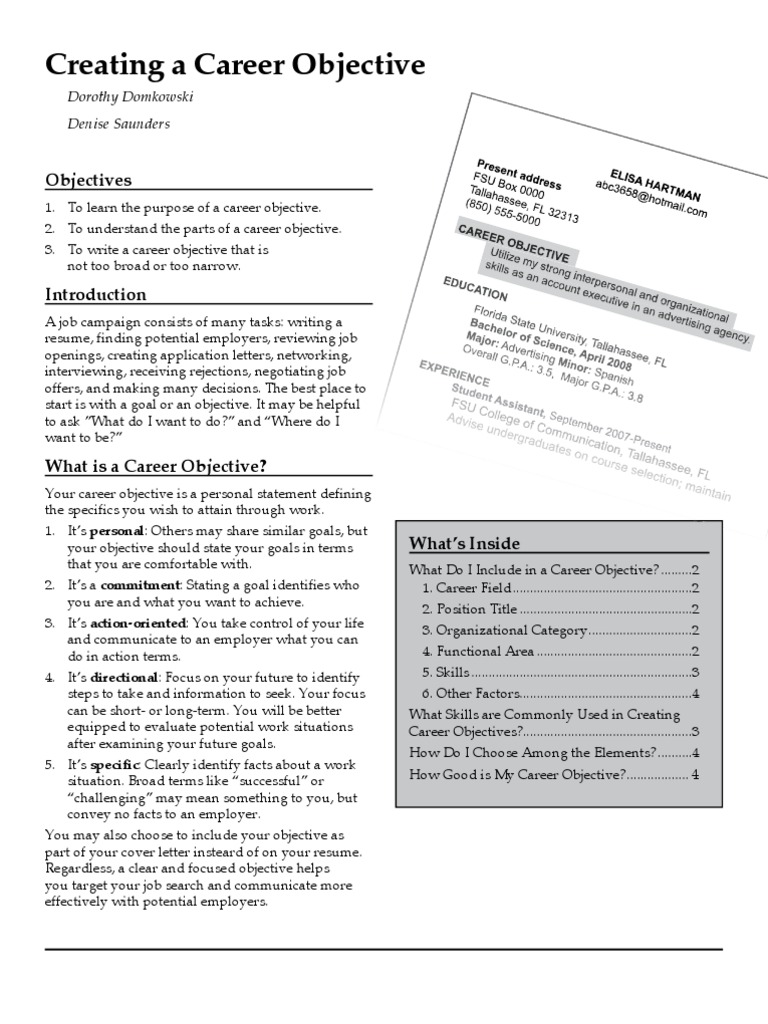 Crafting Effective Career Objectives | PDF | Goal | Employment