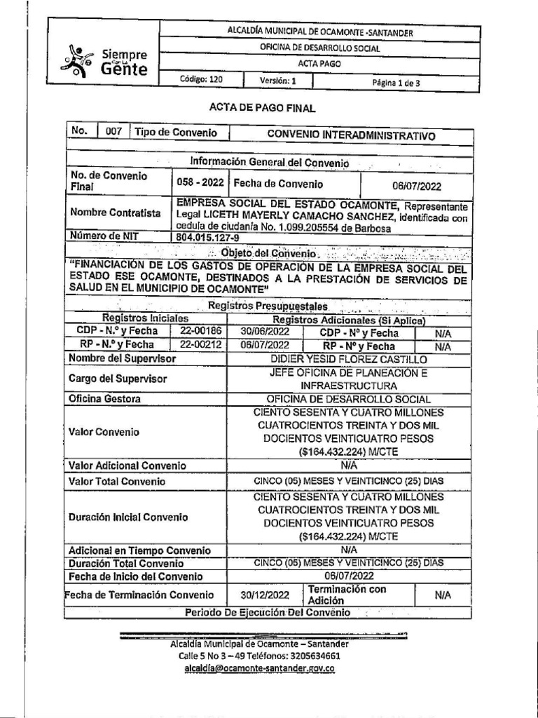 Acta Pago Final | PDF