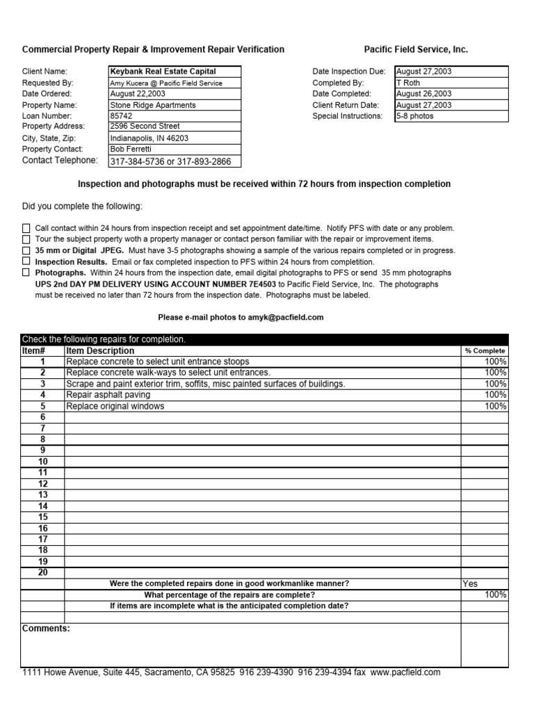 Commercial Property Repair Inspection Report | PDF