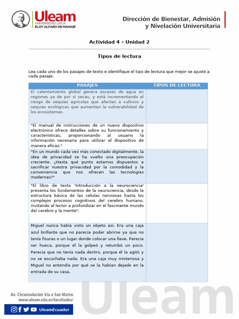 CL - Actividad 4 - Unidad 2 | PDF