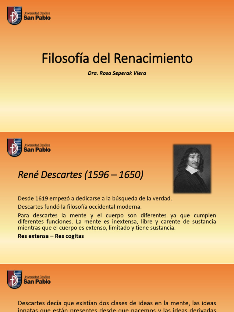 Filosofía del Renacimiento y Descartes | PDF | René Descartes | John Locke
