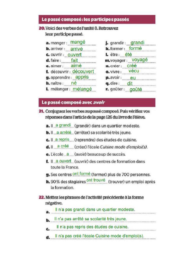 Passé Composé - Cahier | PDF