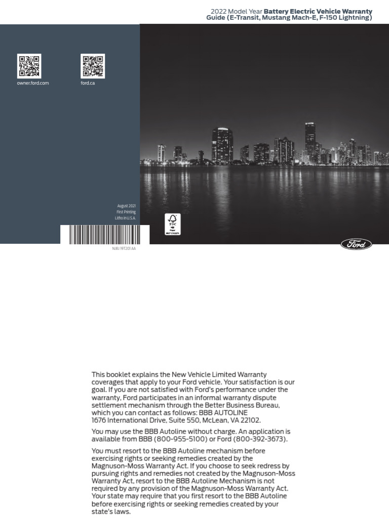 2022 Ford BEV E Transit F 150 Lightning Mustang Mach E Warranty Version ...