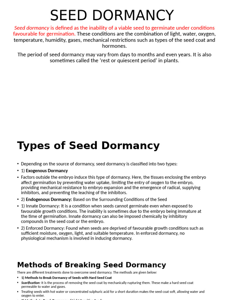 Seed Dormancy Ppt-1 (Autosaved) | PDF | Seed | Germination