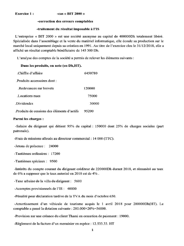 Correction TD Fiscalité, PR TOUZANI | PDF