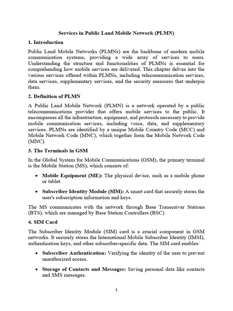 Services in Public Land Mobile Network (PLMN) | PDF | Computer Network | Voicemail