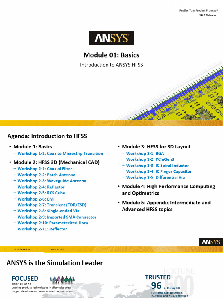 09 - HFSS Intro 18.0 M01 Lecture Slides Basics | PDF | Electrical Network | Finite Element Method