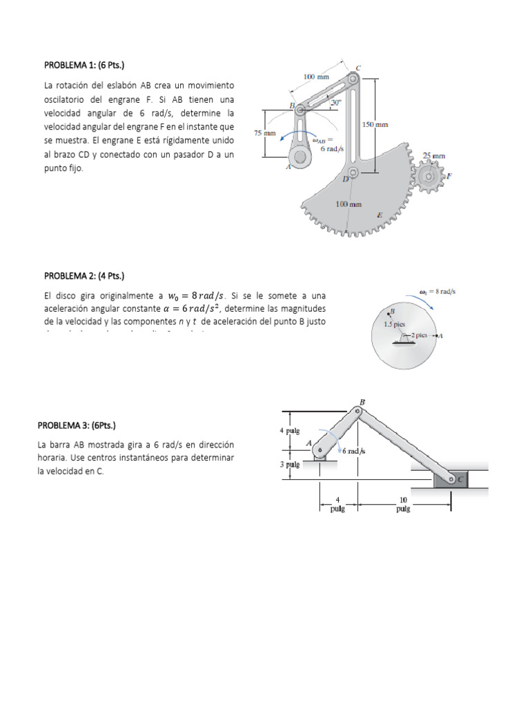 Ejercicios_Cinem-tica de Cuerpos R-gidos | PDF