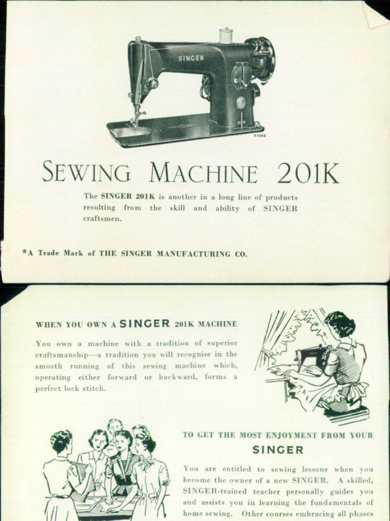 Singer Model 201k Sewing Machine Manual | PDF | Electrical Connector ...
