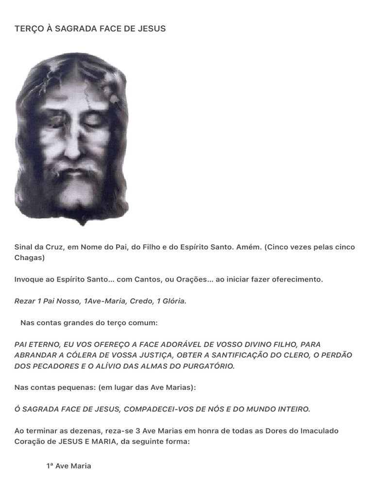Terço à Sagrada Face de Jesus | PDF