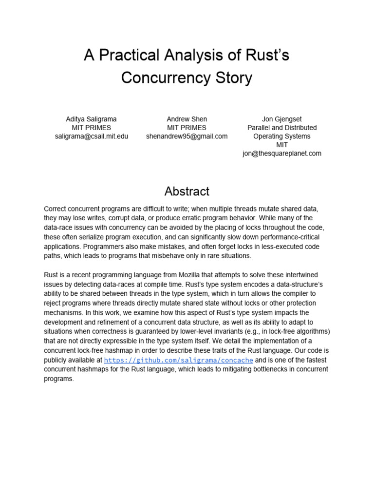 Rust Concurrency: Lock-Free Hashmap Analysis | PDF | Pointer (Computer ...
