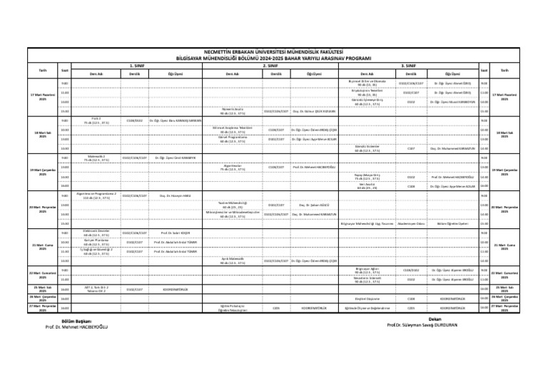 BM - 2024 - 2025 - Bahar - Arasinav - Programi | PDF