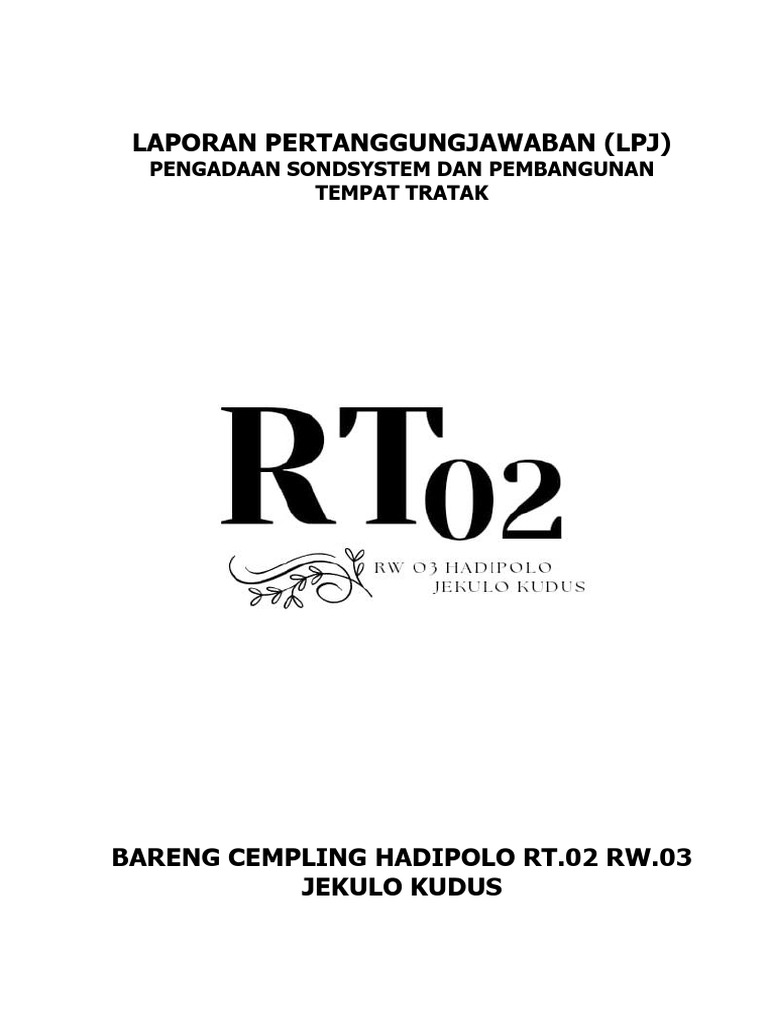 New_lpj Pengadaan Sond Dan Tempat Tratak Rt. 02 | PDF