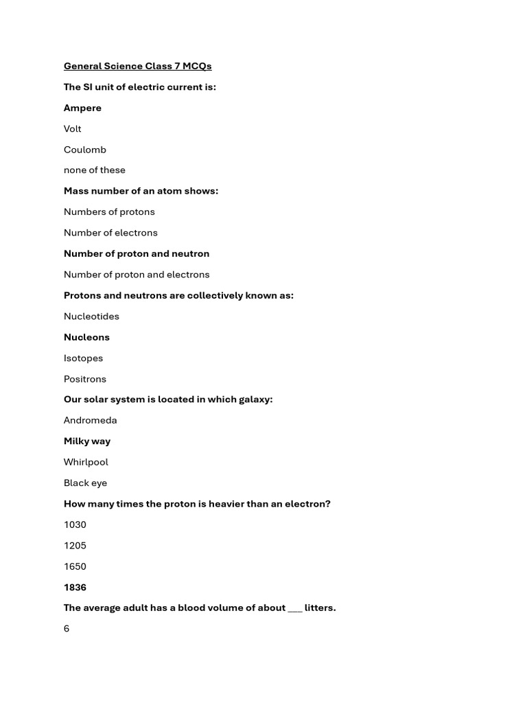 General Science Class 7 MCQs | PDF | Sexual Reproduction | Digestion