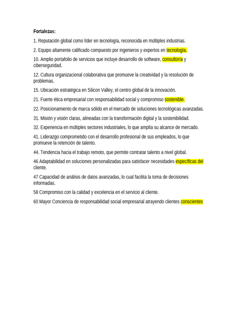 Fortalezas - Docx Matriz DOFA | PDF