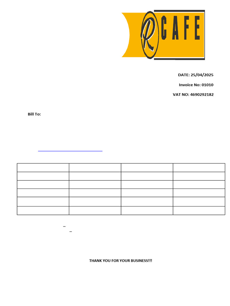 R Cafe Invoice | PDF