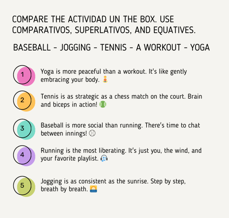 Sports Comparisons: Activities Ranked | PDF
