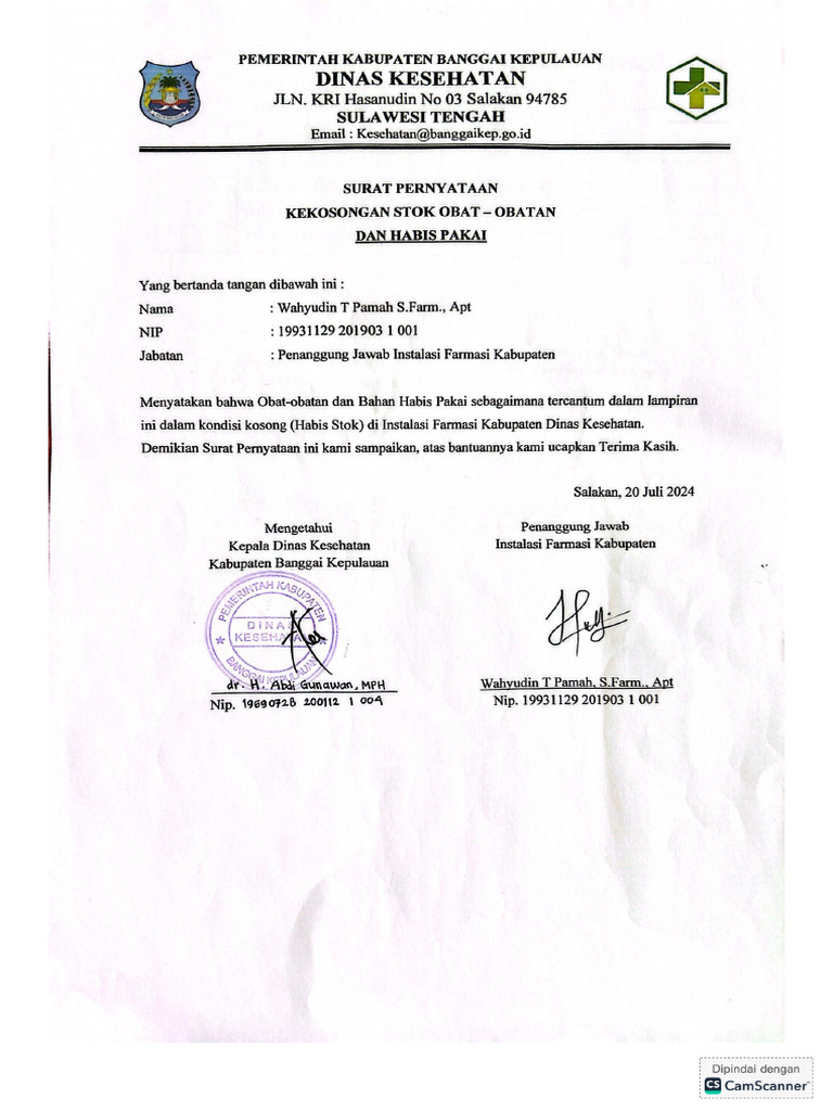 Surat Pernyataan Kekosongan Obat Jkn Pdf