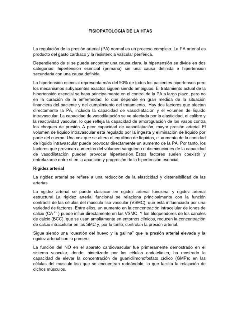 Fisiopatologia de La Htas | PDF | Angiotensina | Hipertensión