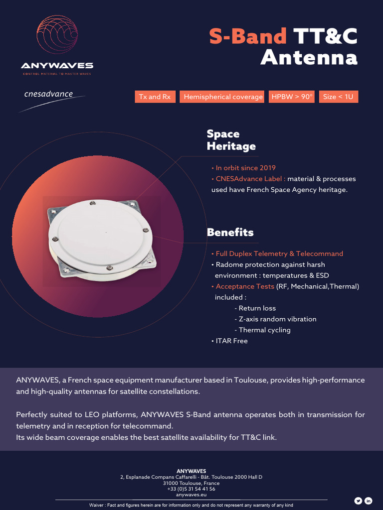 ANYWAVES S Band TTC Antenna | PDF | Antenna (Radio) | Wireless