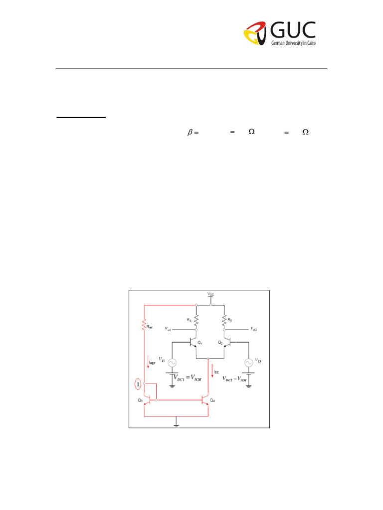 (_ELCT604_) 1 - Sheet 6_ BJT Differential Amplifier (Exercise) | PDF