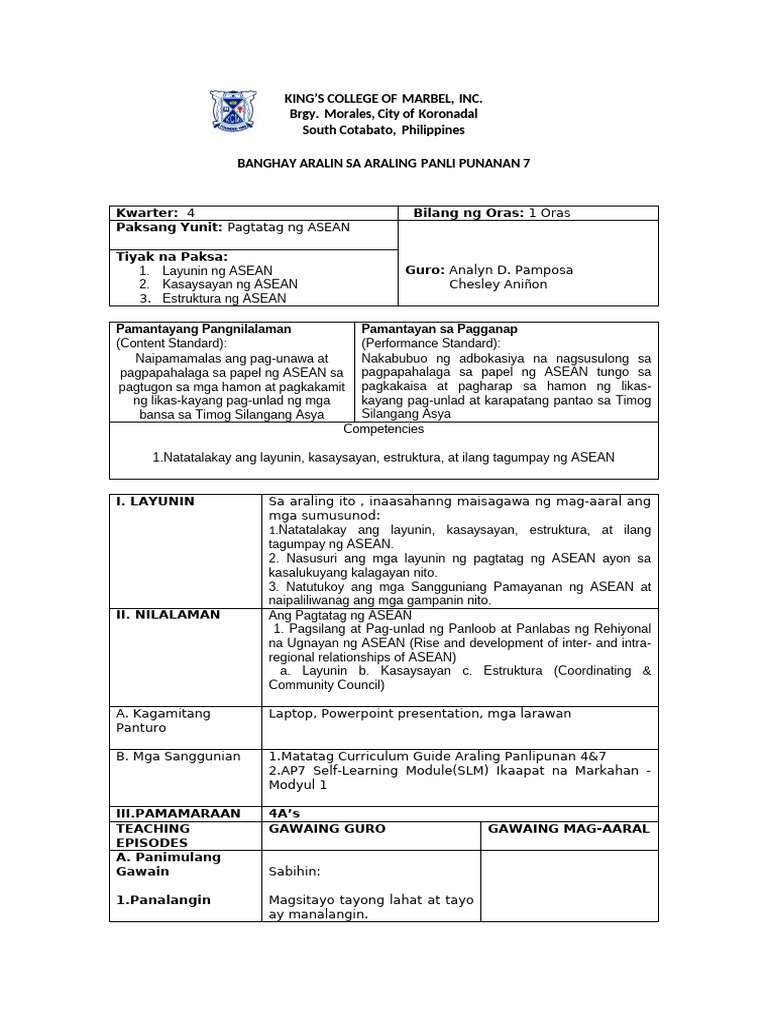 Araling Panllipunan Grade 7 Detailed Lesson Plan | PDF