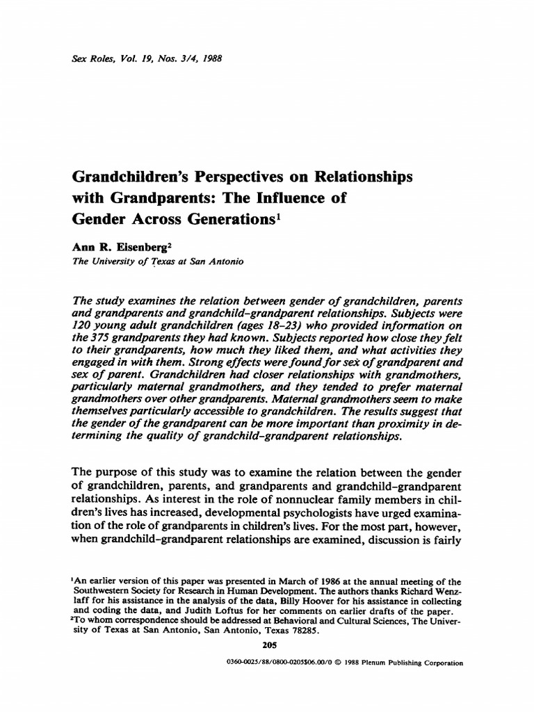 Grandchild's Perspective On Relationships With Grandparents | PDF ...
