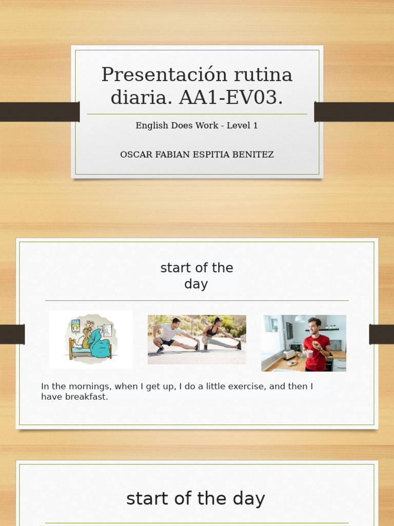 Presentación rutina diaria. AA1-EV03. | PDF