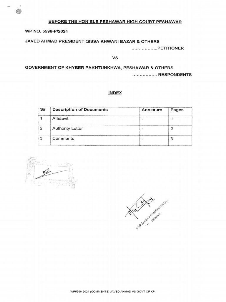 WP5596-2024 (Comments) Javed Ahmad VS Govt of Kp. | PDF