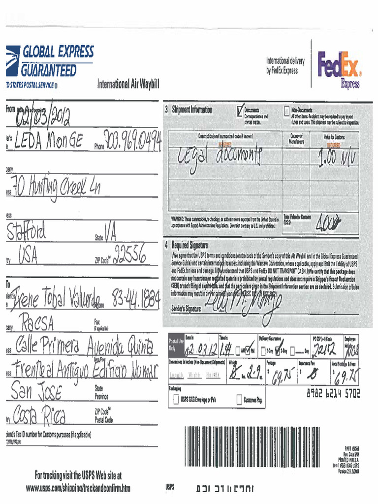 FEDEX Airway Bill | PDF