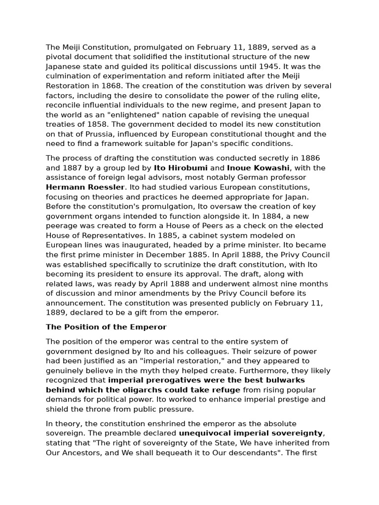 Meiji Economy | PDF | Emperor | Constitution