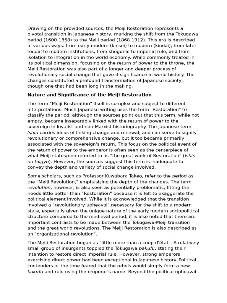 Meiji Restoration and Reforms | PDF | Shogun | Empire Of Japan