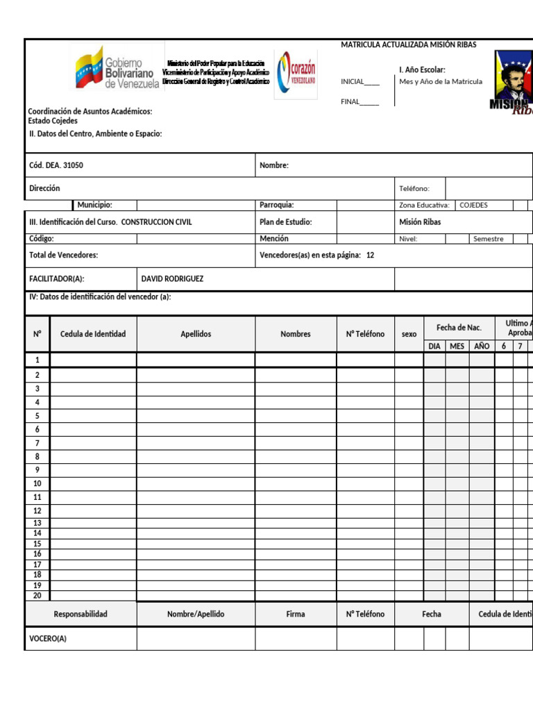 Formato de Matriculas-5-1 | PDF